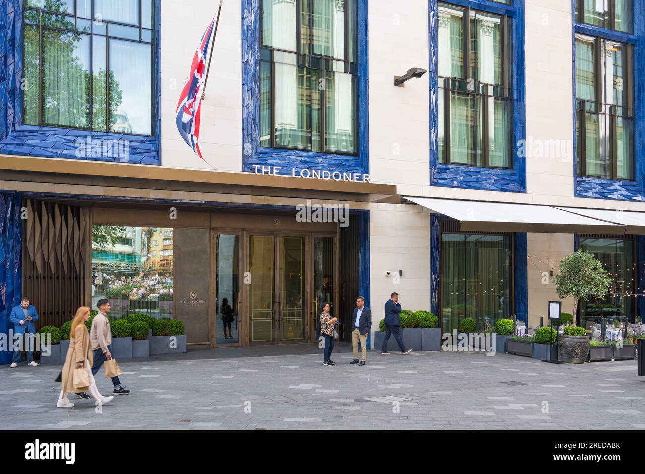 Exterior facade of the entrance of The Londoner Hotel in Leicester ...