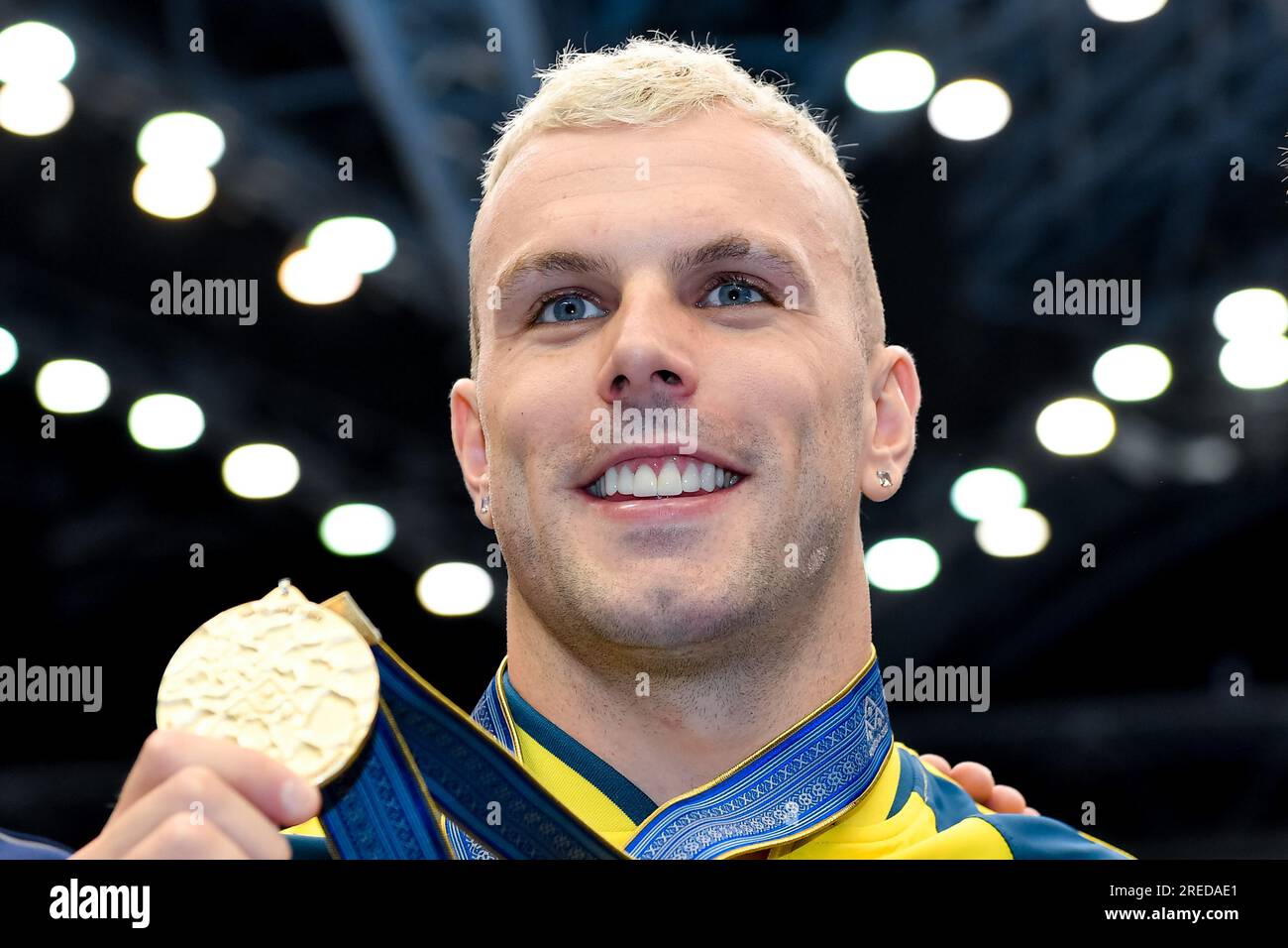 Fukuoka, Japan. 27th July, 2023. Kyle Chalmers of Australia shows the ...