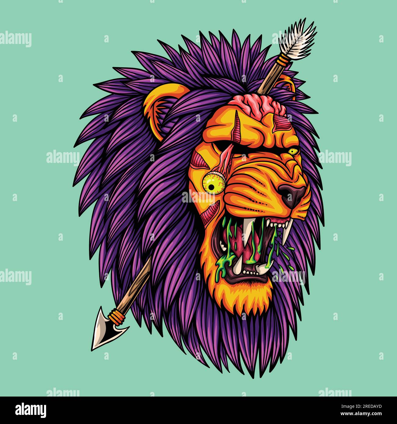 Lion head zombie vector illustration fro your company or brand Stock ...