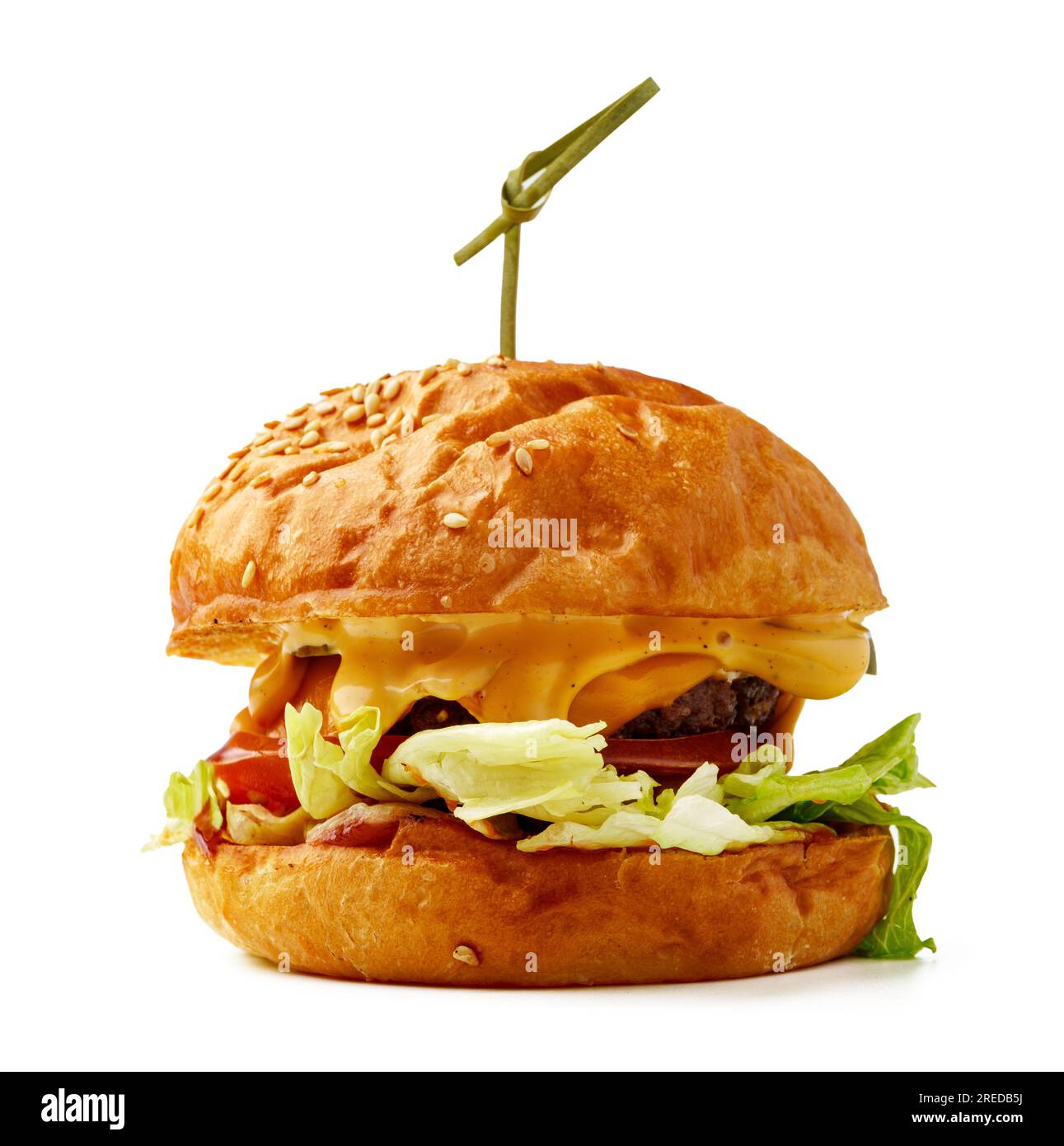 Tasty fresh burger isolated on white background Stock Photo - Alamy