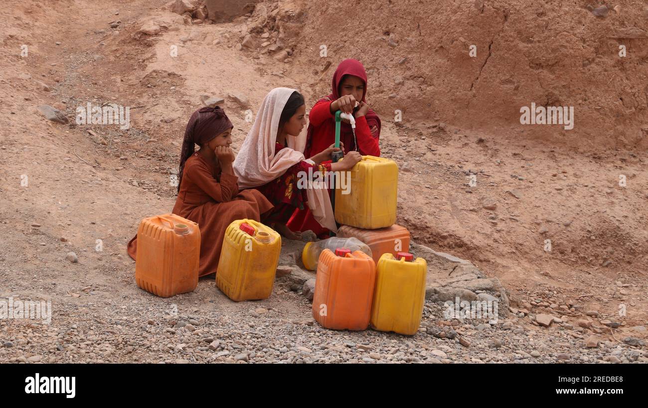Farah, Afghanistan. 26th July, 2023. Girls fetch water from a public ...