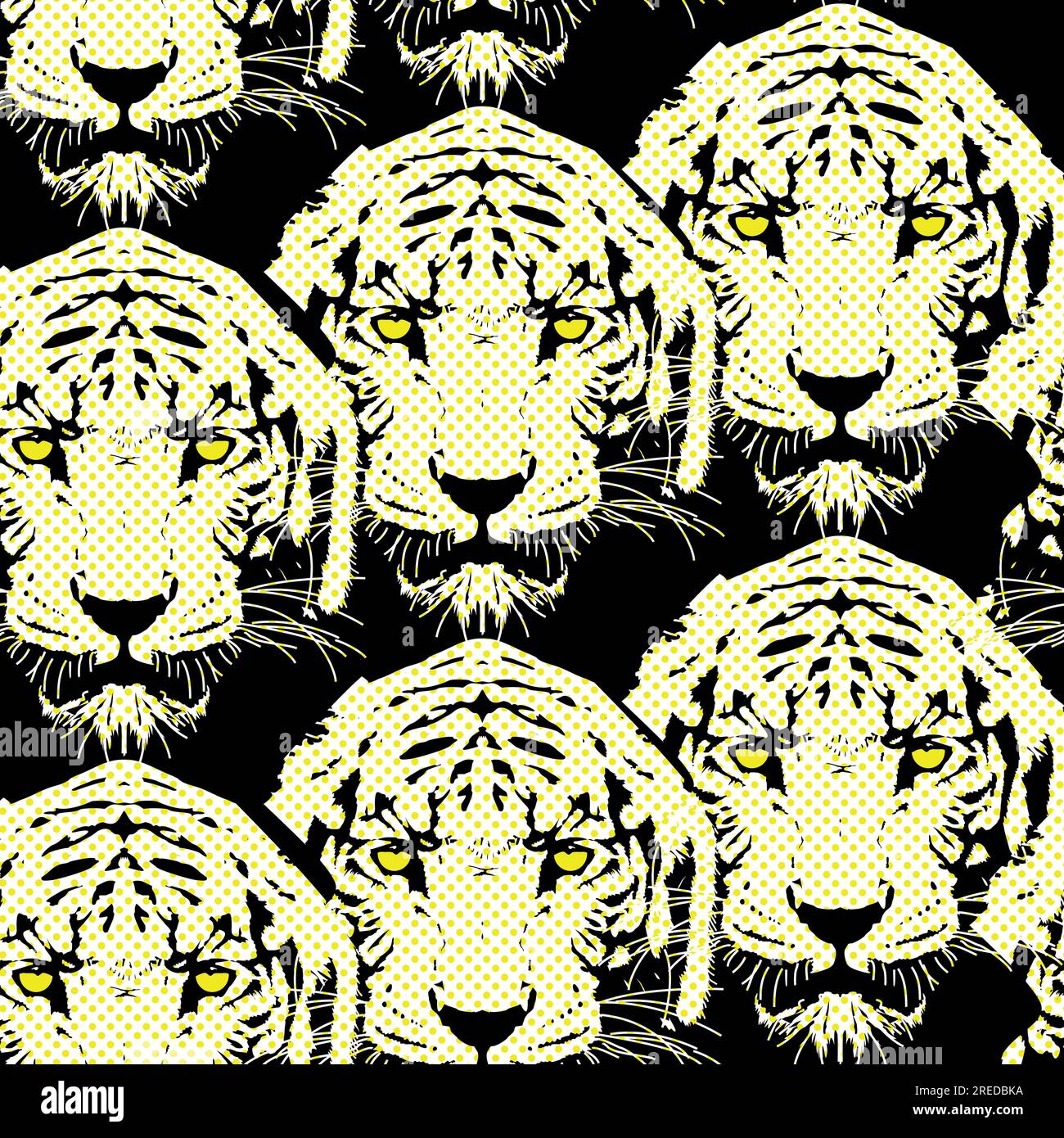 pattern seamless with leopard print and tiger heads Stock Vector Image ...