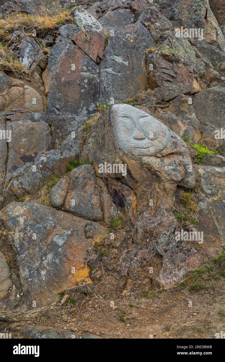 Face, Rock art carvings, part of Stone & Man project by local artist ...