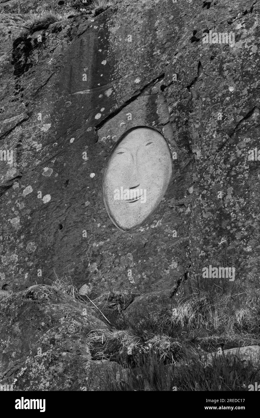 Face, Rock art carvings, part of Stone & Man project by local artist ...