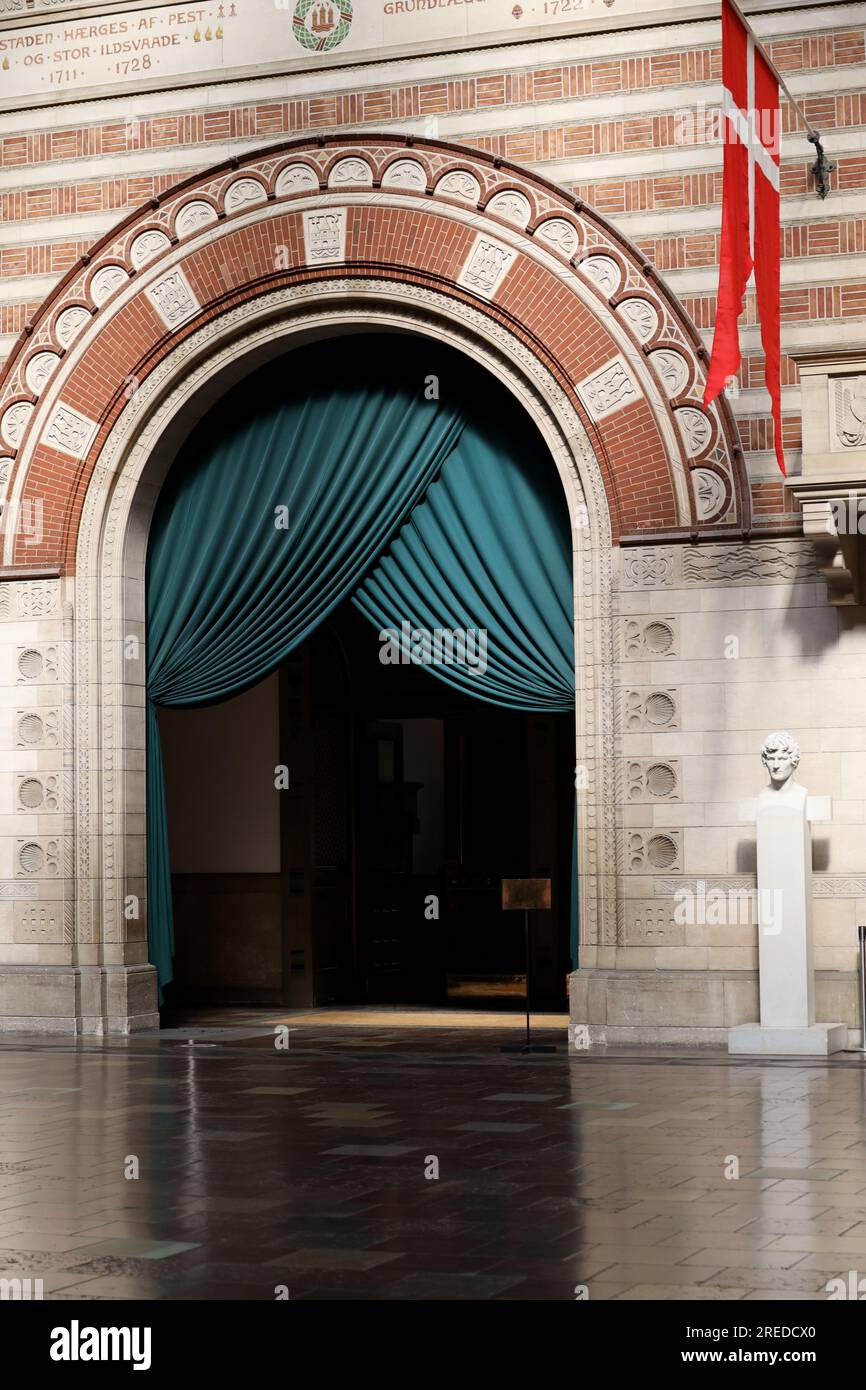 Detail of the rectangular main hall of Copenhagen City Hall Stock Photo ...