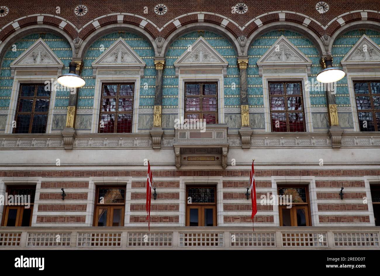 Detail of the rectangular main hall of Copenhagen City Hall Stock Photo ...