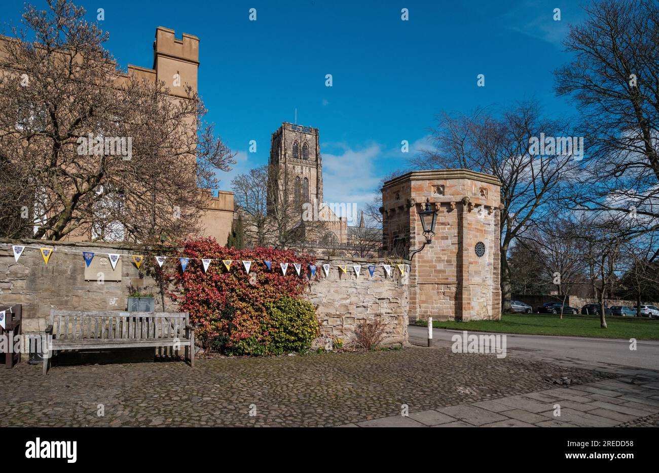 Conduit House and Durham Cathedral from the The College in Durham City ...