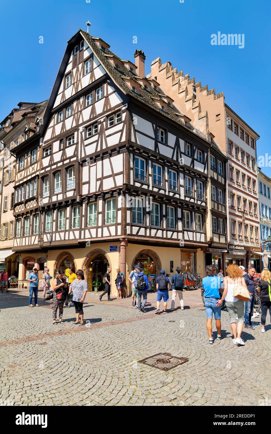 Strasbourg Alsace France. The coloured timber frame houses in Place du ...