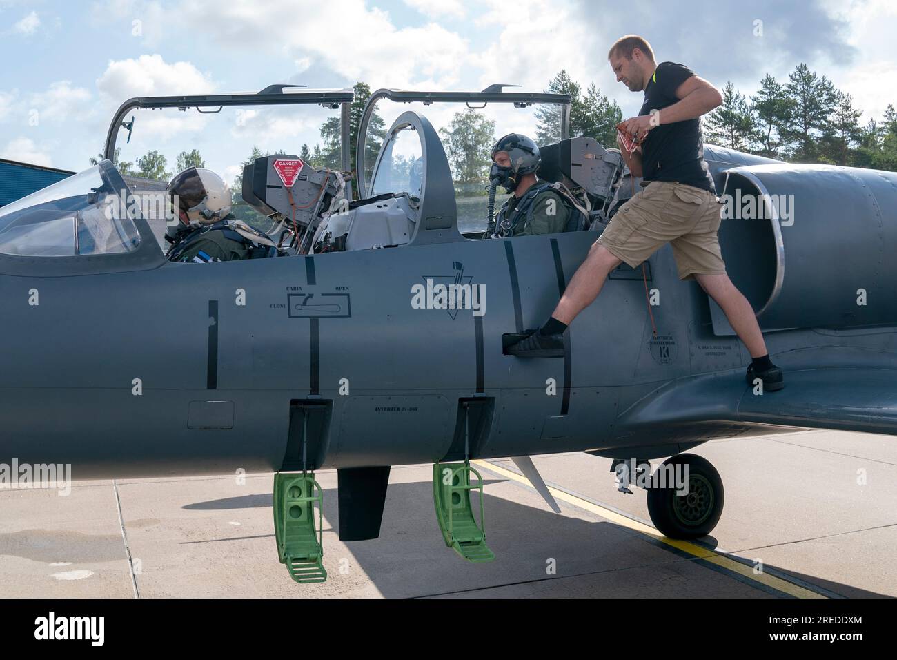 Members of the Estonian Air Force prepare for a training exercise with ...