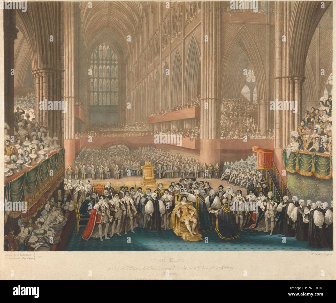 The King seated in St. Edward's Chair, Crowned by the Archbishop of ...