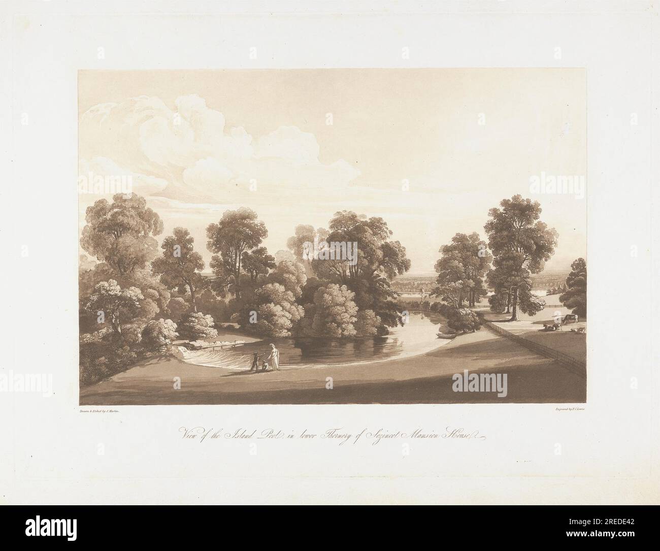 View of the Island Pool in lower Thornery of Sezincot Mansion House ...