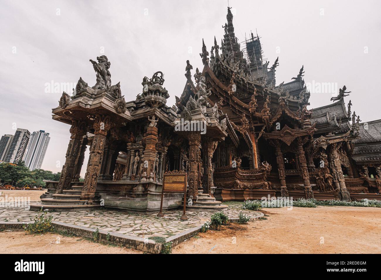 Sanctuary of Truth, Pattaya, Thailand, wooden temple by the ocean ...
