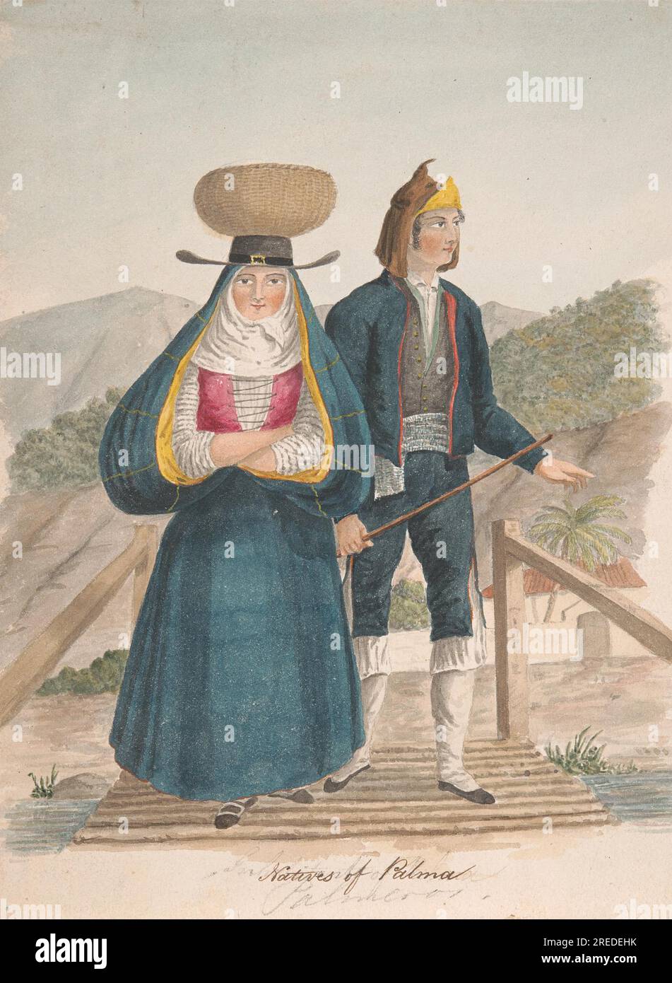 Natives of La Palma 1825 by Alfred Diston Stock Photo - Alamy