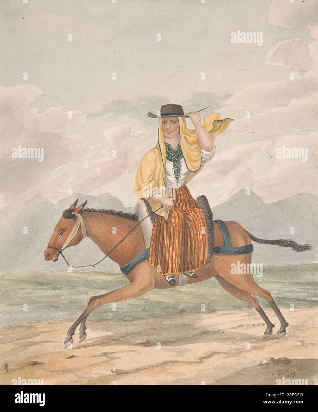 Tenerife - Woman of Tacoronte 1828 by Alfred Diston Stock Photo - Alamy