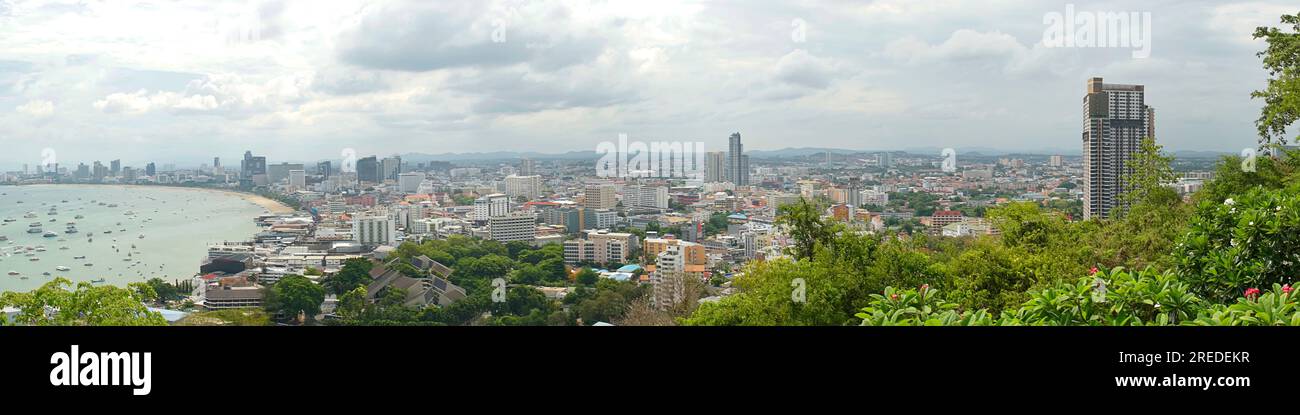 Panoramic view of Pattaya beach and Pattaya city - eastern Thailand ...
