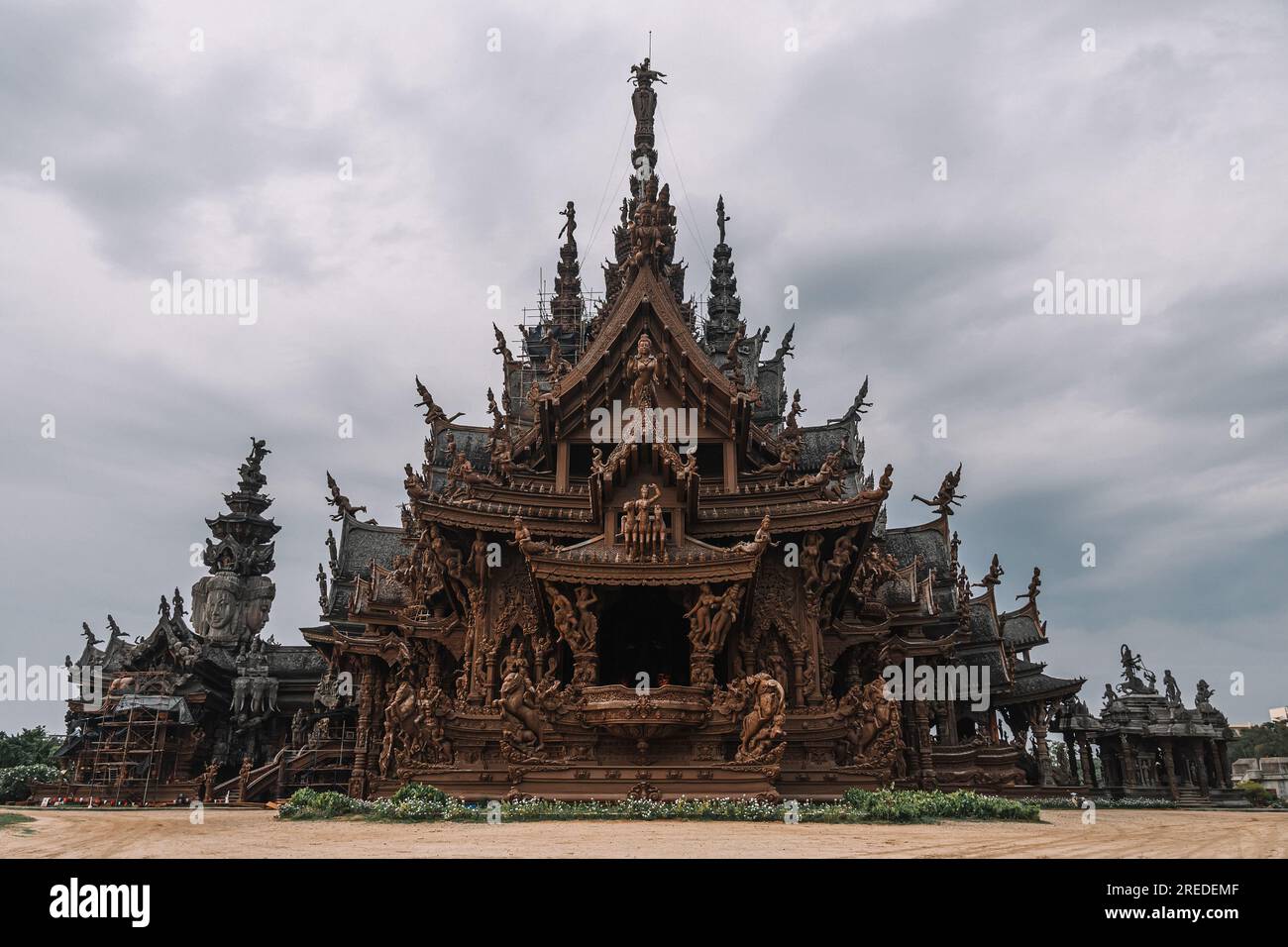 Sanctuary of Truth, Pattaya, Thailand, wooden temple by the ocean ...