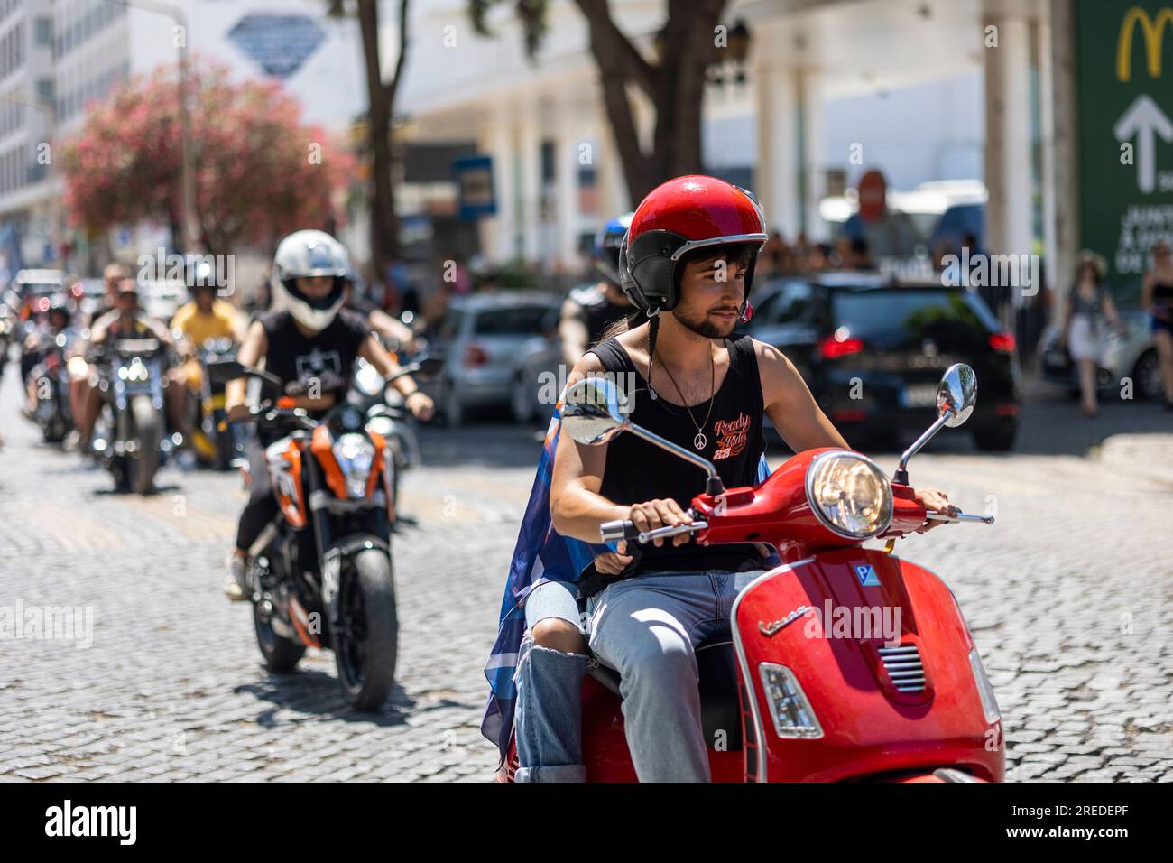 FARO, PORTUGAL - 24th JULY, 2023: Parade of several motorcyclists on ...