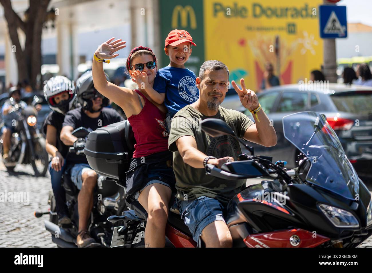 FARO, PORTUGAL - 24th JULY, 2023: Parade of several motorcyclists on ...