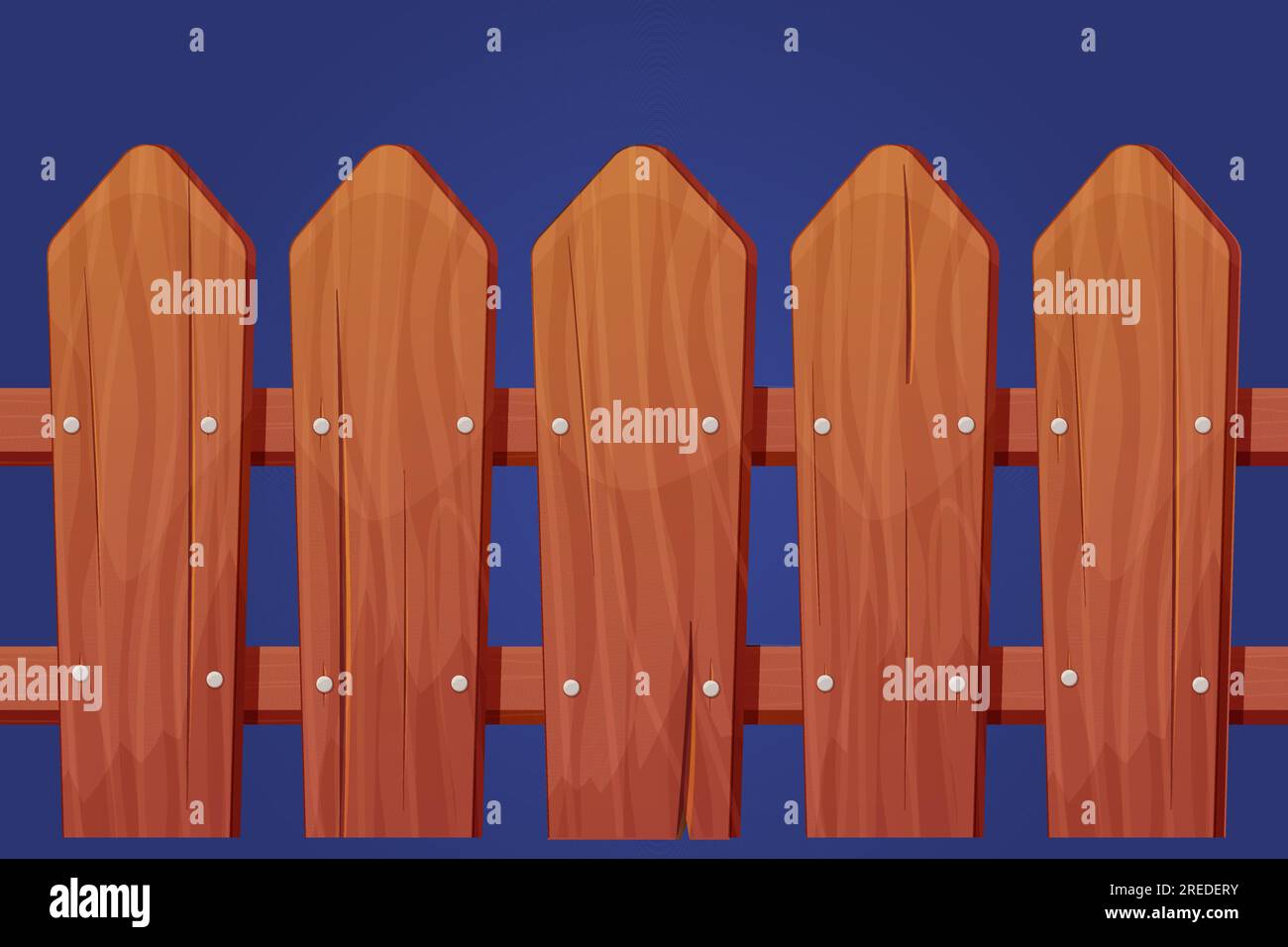 Wooden fence barrier from planks with nails construction in cartoon ...