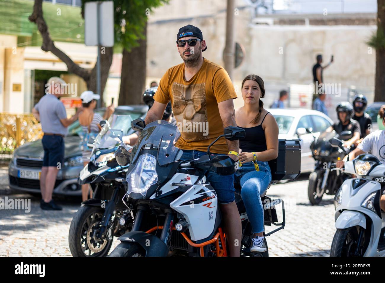 FARO, PORTUGAL - 24th JULY, 2023: Parade of several motorcyclists on ...
