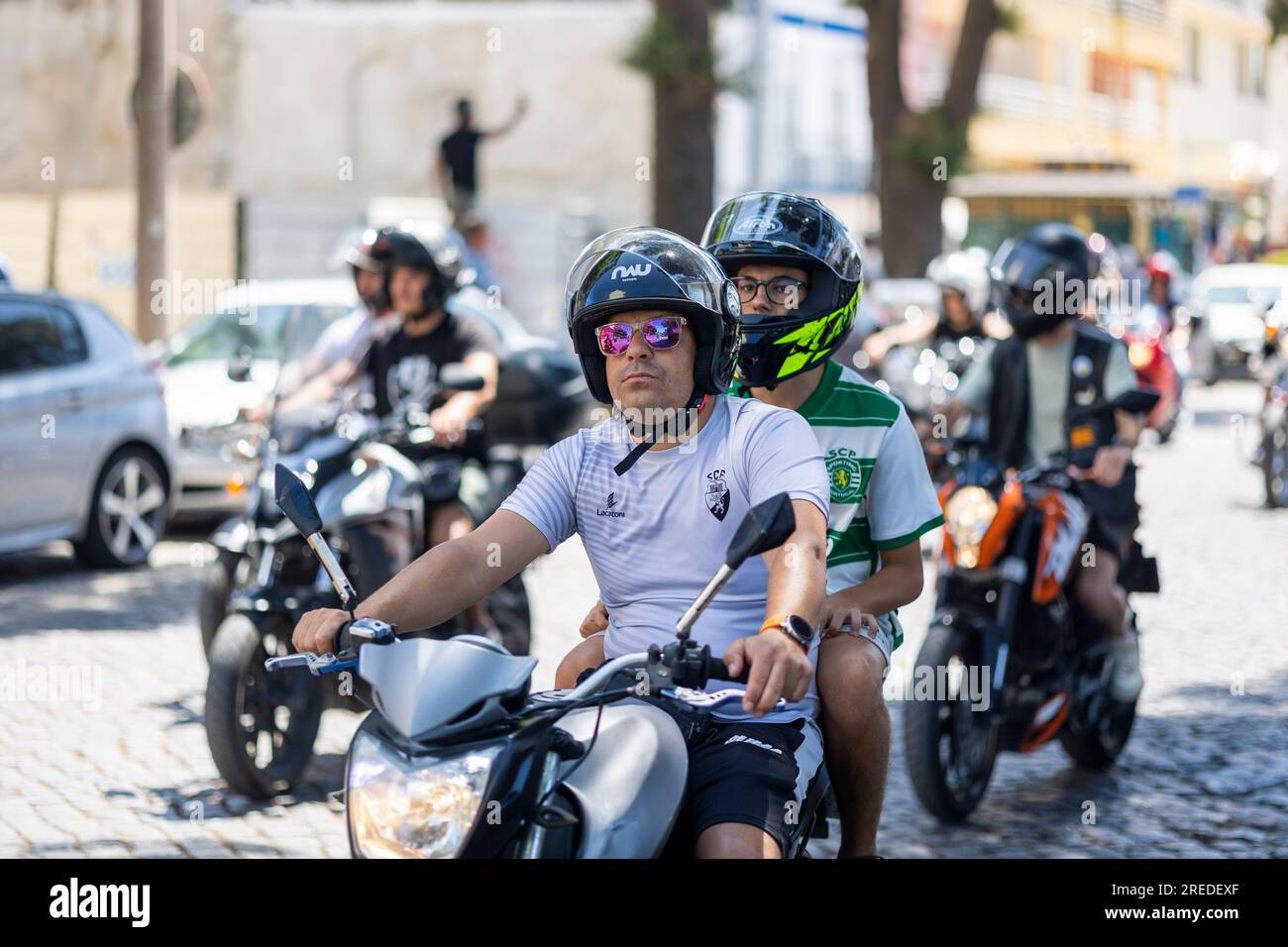 FARO, PORTUGAL - 24th JULY, 2023: Parade of several motorcyclists on ...