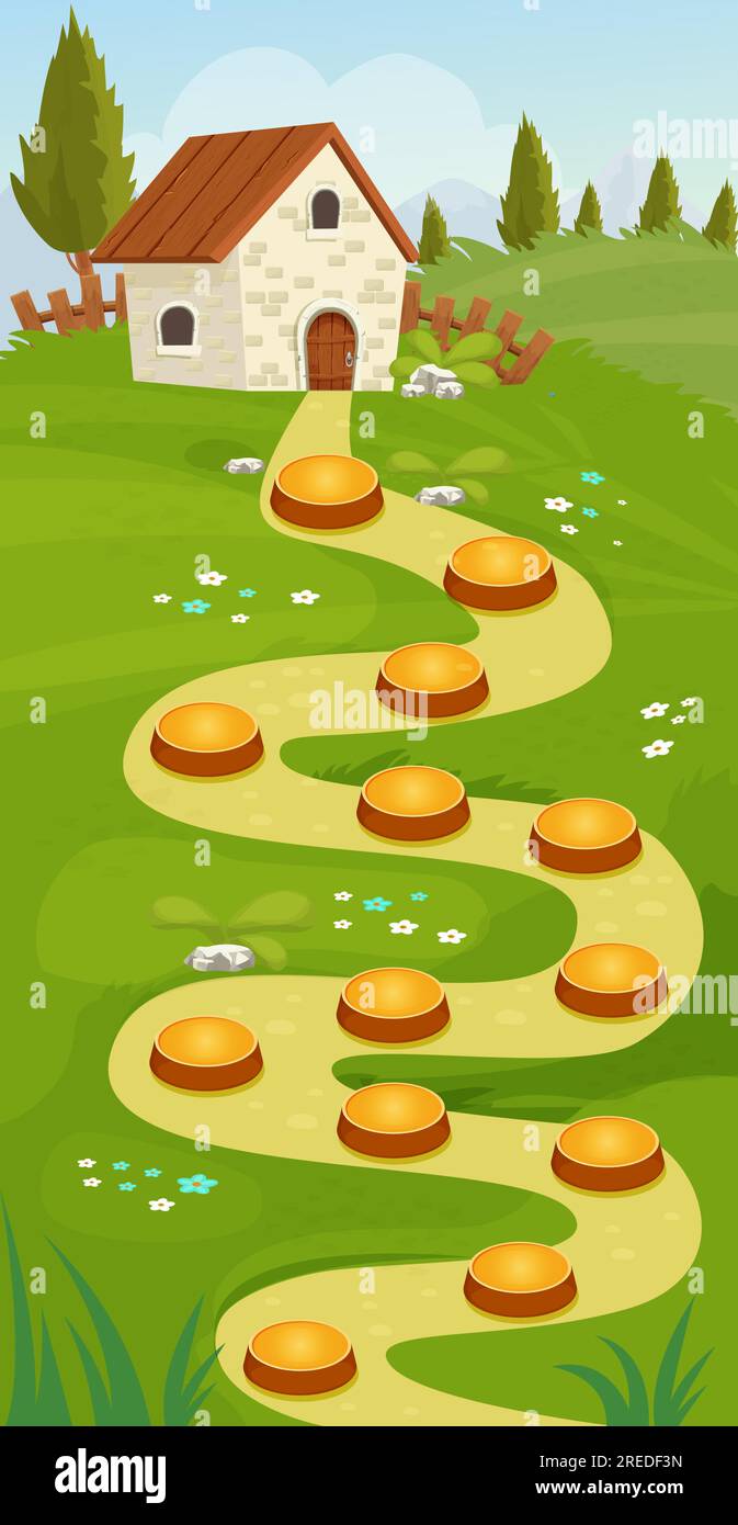 Game map forest gui background, template in cartoon style, casual ...