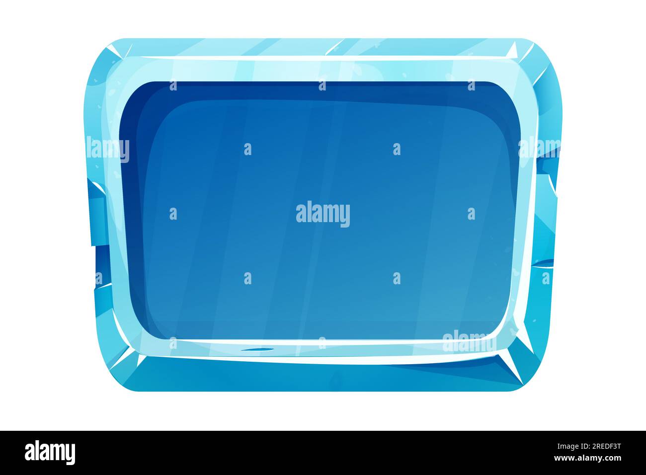 Ice button, frozen frame, level menu in cartoon style isolated on white ...