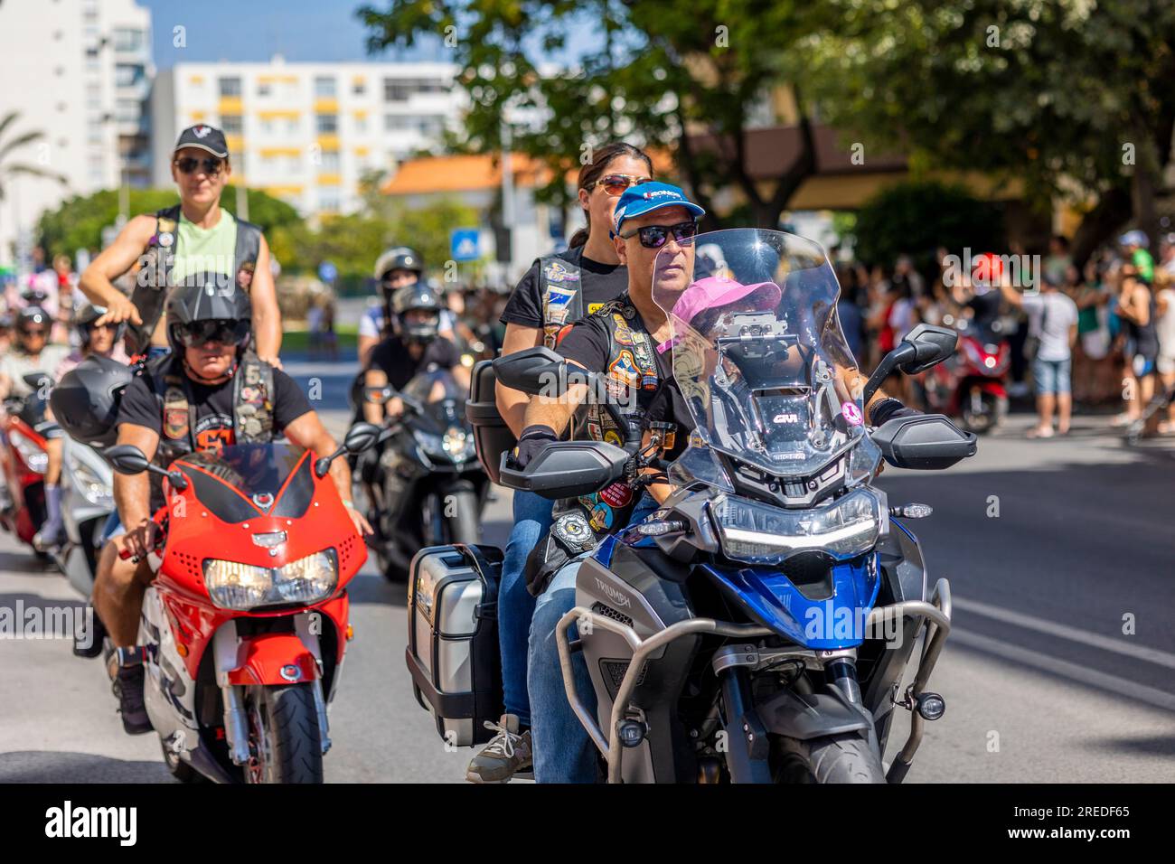 FARO, PORTUGAL - 24th JULY, 2023: Parade of several motorcyclists on ...