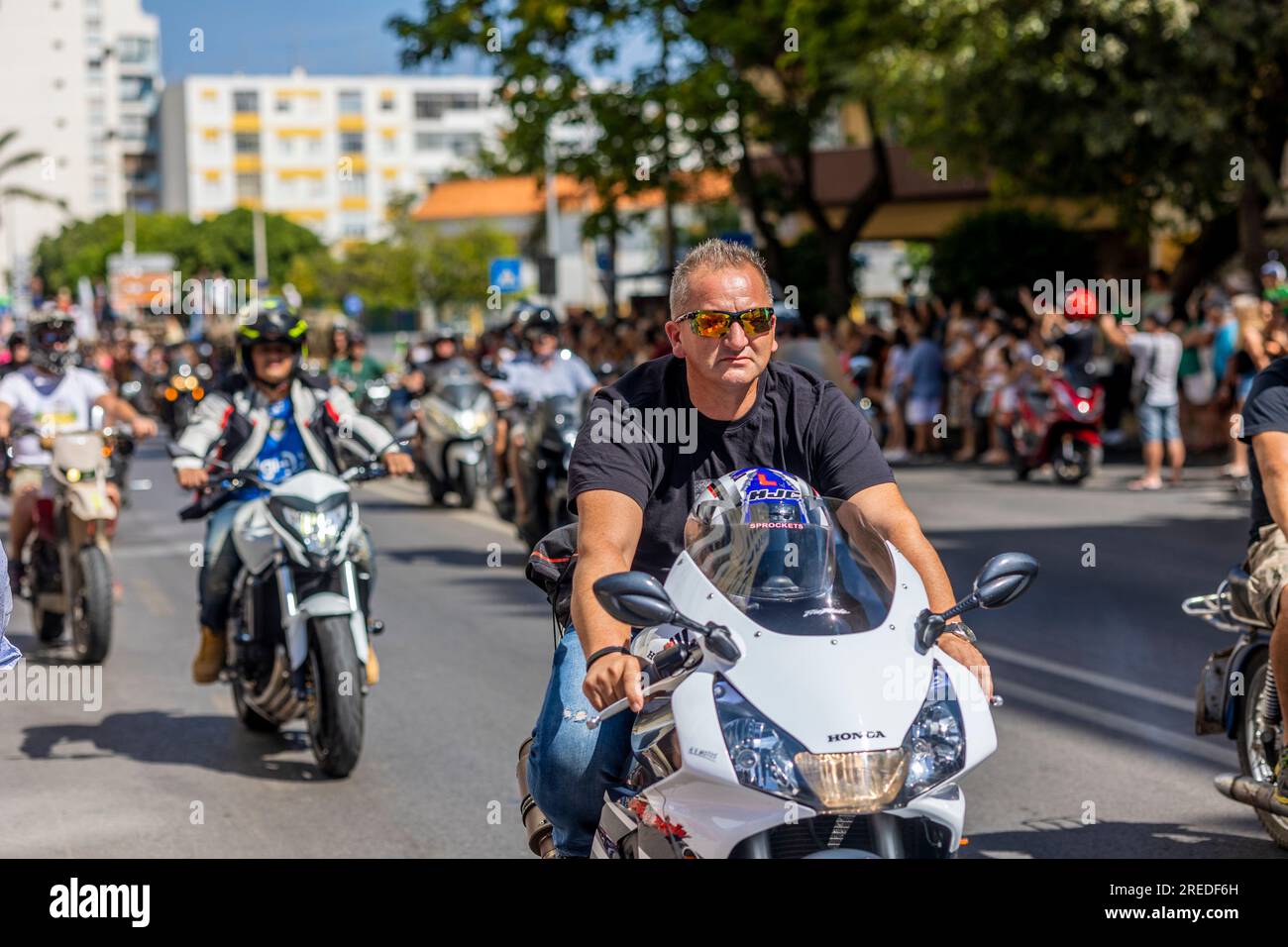 FARO, PORTUGAL - 24th JULY, 2023: Parade of several motorcyclists on ...
