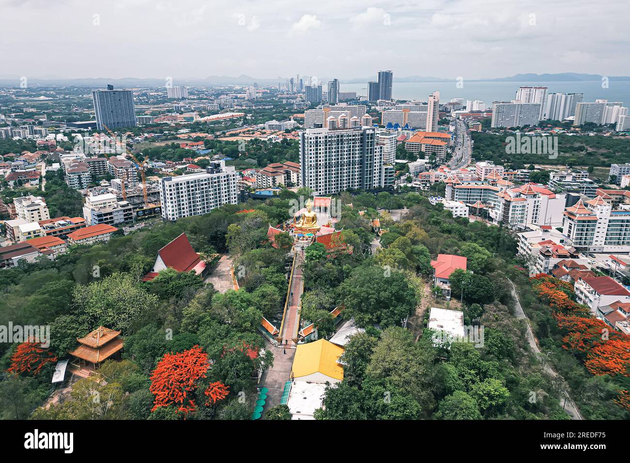 Top view of Pattaya city waterfront, aerial view from a drone on ...