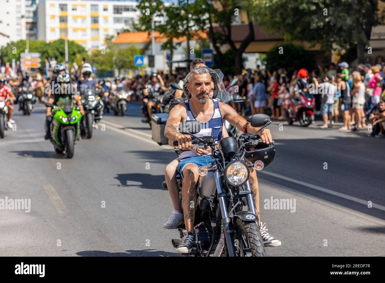 FARO, PORTUGAL - 24th JULY, 2023: Parade of several motorcyclists on ...