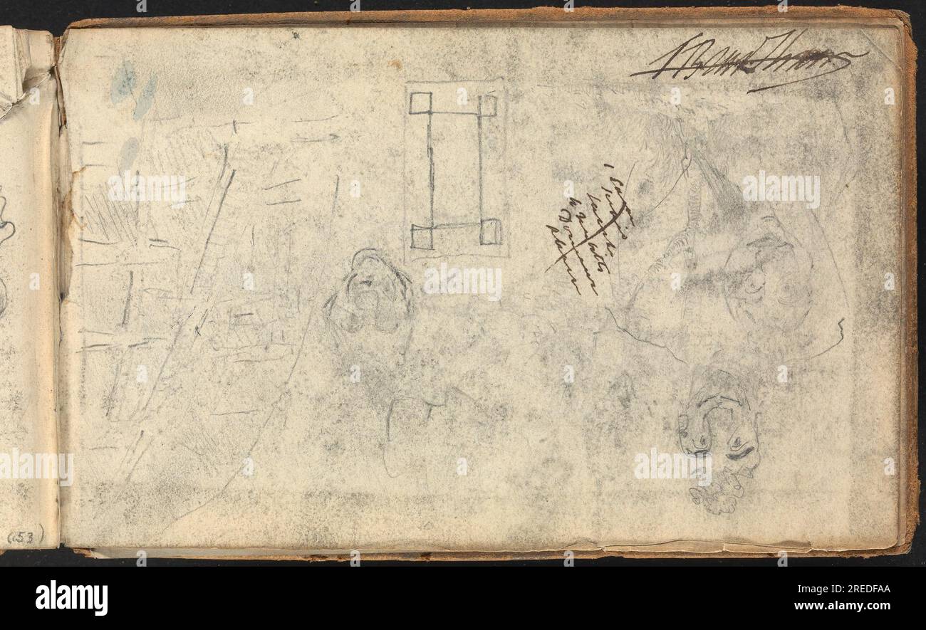 Album of Landscape and Figure Studies: Sketches of a Man's face ...