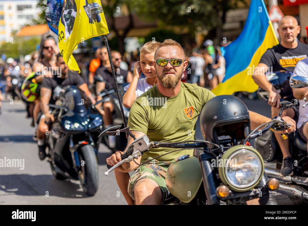 FARO, PORTUGAL - 24th JULY, 2023: Parade of several motorcyclists on ...