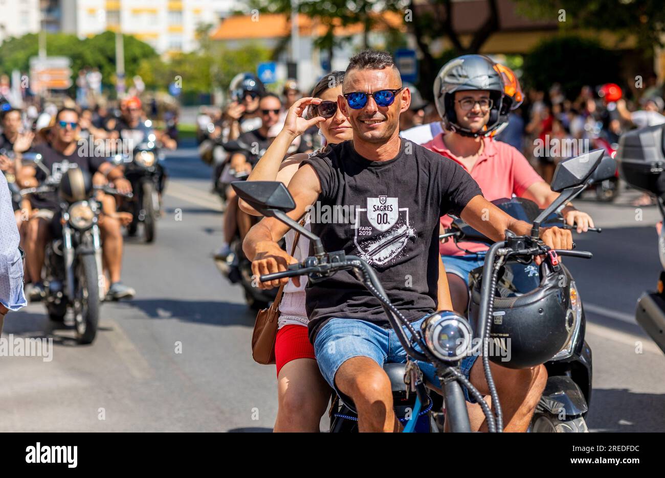 FARO, PORTUGAL - 24th JULY, 2023: Parade of several motorcyclists on ...