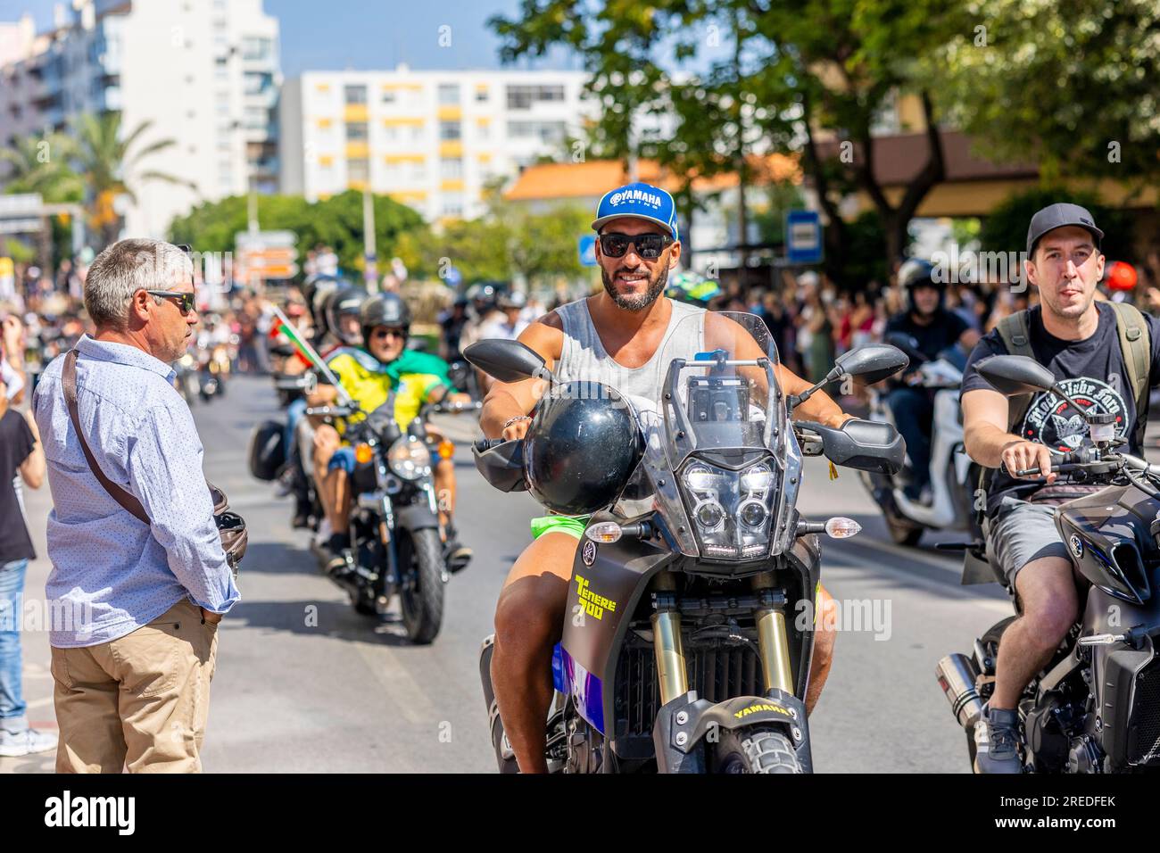 FARO, PORTUGAL - 24th JULY, 2023: Parade of several motorcyclists on ...