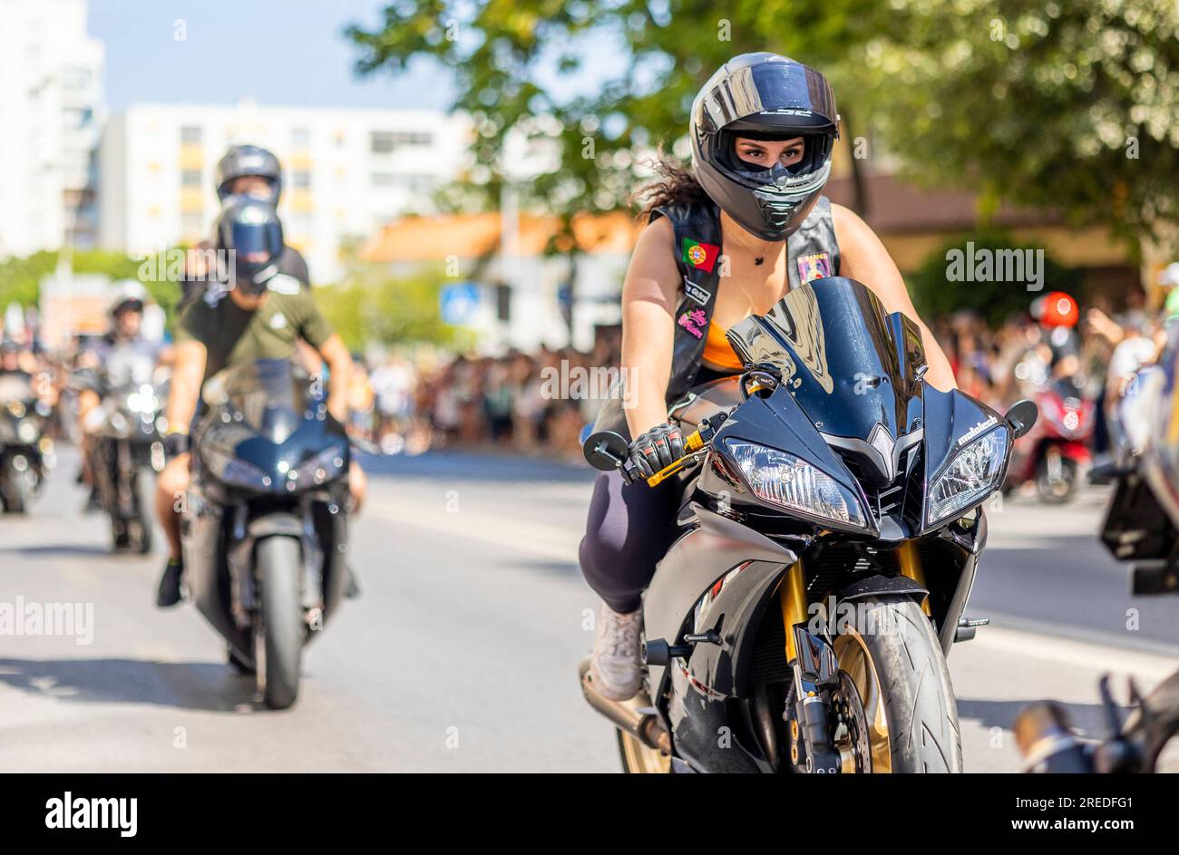 FARO, PORTUGAL - 24th JULY, 2023: Parade of several motorcyclists on ...
