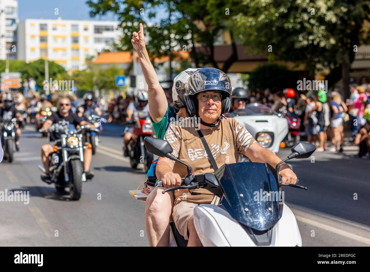 FARO, PORTUGAL - 24th JULY, 2023: Parade of several motorcyclists on ...