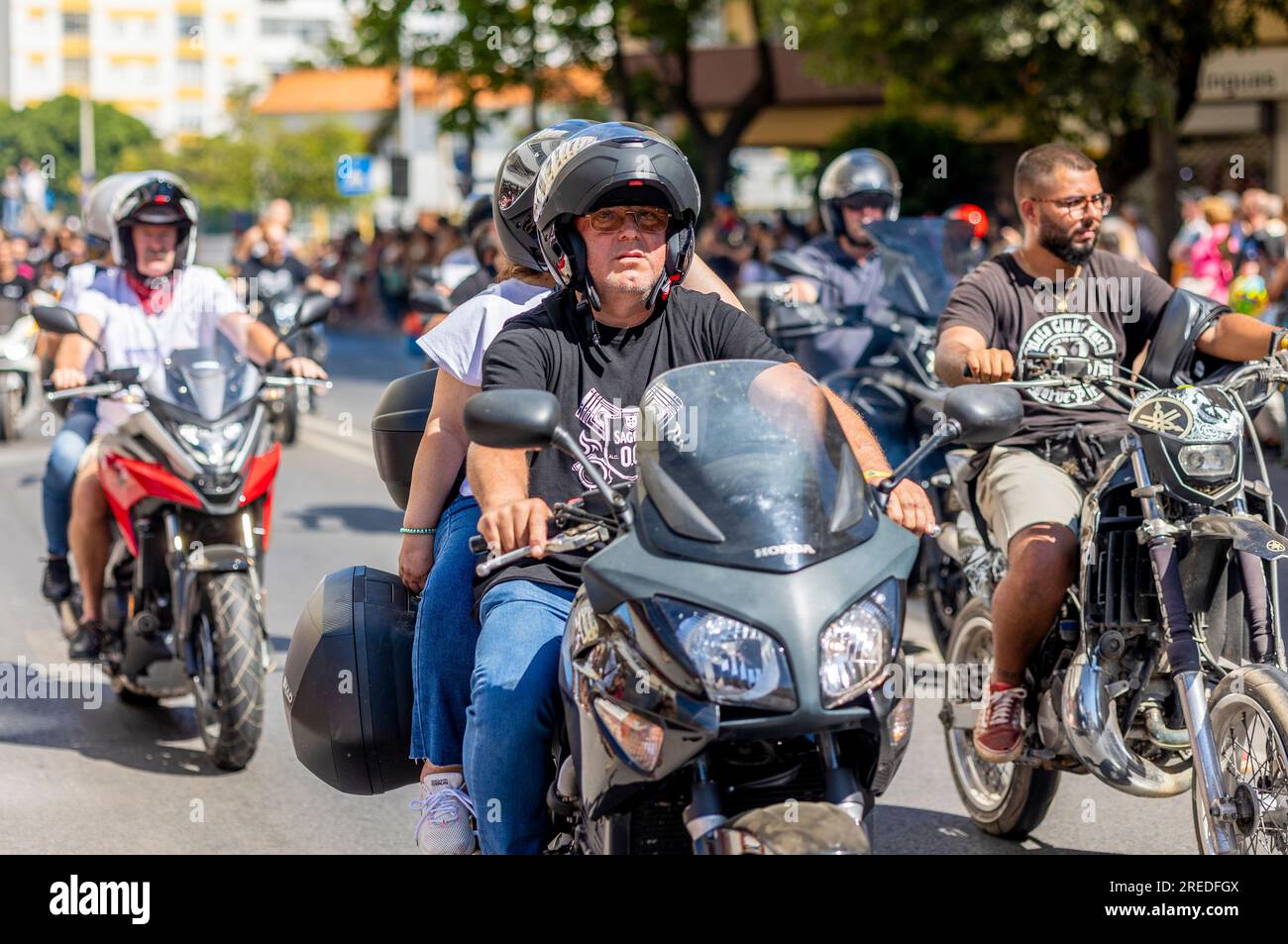 FARO, PORTUGAL - 24th JULY, 2023: Parade of several motorcyclists on ...