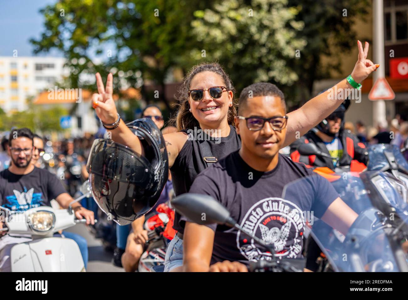 FARO, PORTUGAL - 24th JULY, 2023: Parade of several motorcyclists on ...