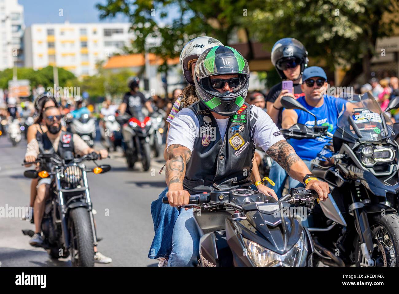 FARO, PORTUGAL - 24th JULY, 2023: Parade of several motorcyclists on ...