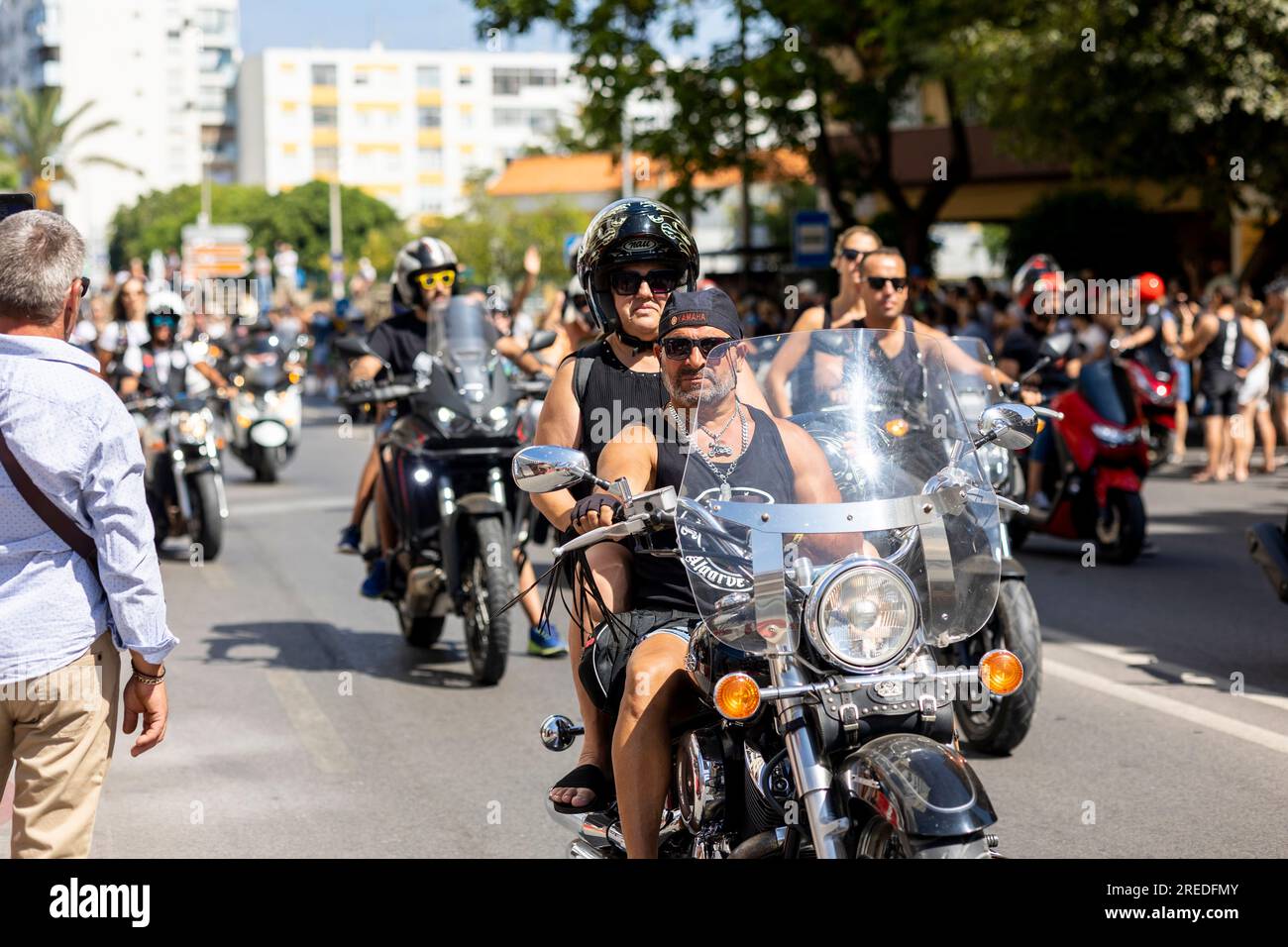 FARO, PORTUGAL - 24th JULY, 2023: Parade of several motorcyclists on ...