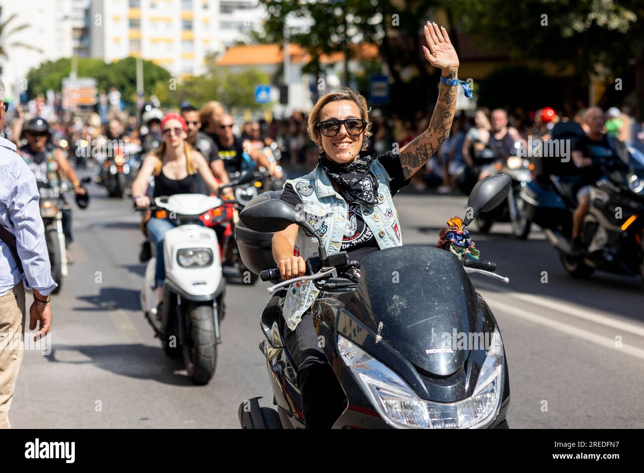 FARO, PORTUGAL - 24th JULY, 2023: Parade of several motorcyclists on ...