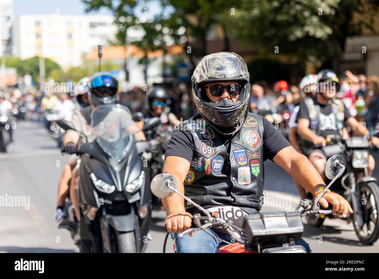 FARO, PORTUGAL - 24th JULY, 2023: Parade of several motorcyclists on ...