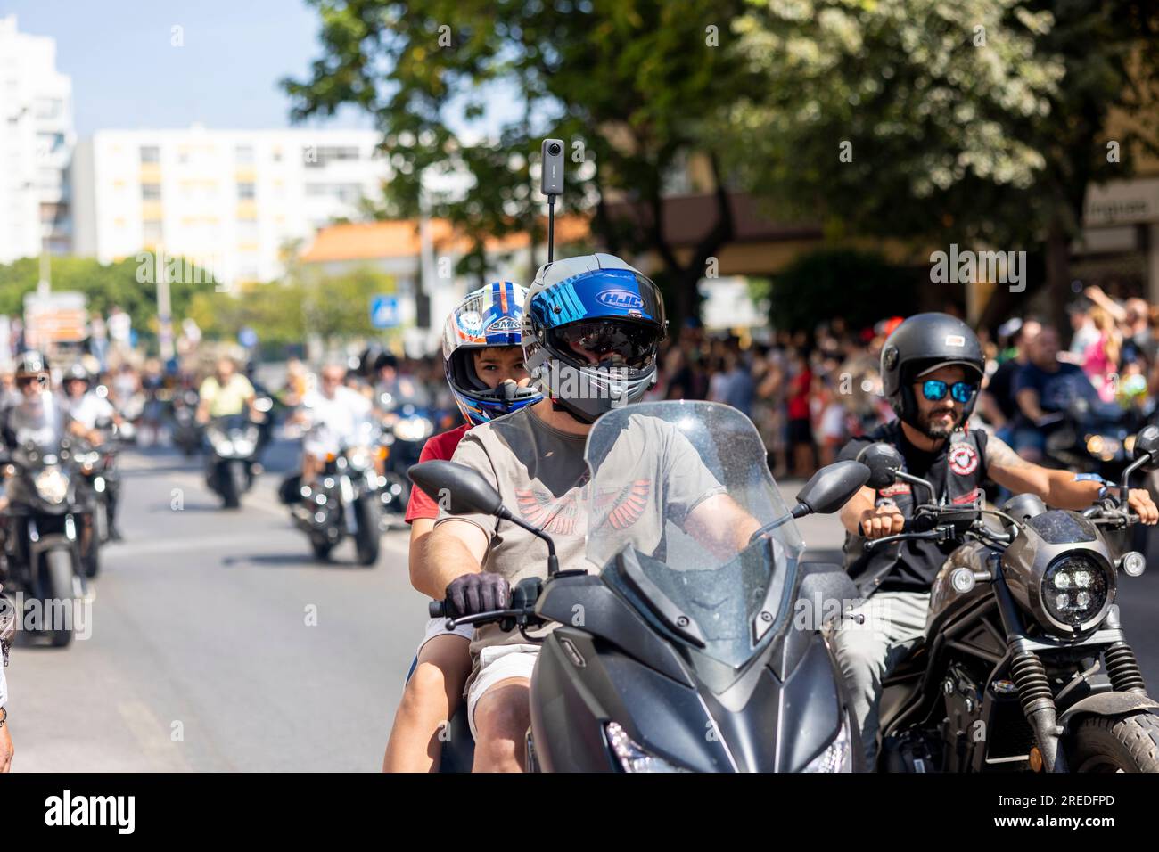FARO, PORTUGAL - 24th JULY, 2023: Parade of several motorcyclists on ...