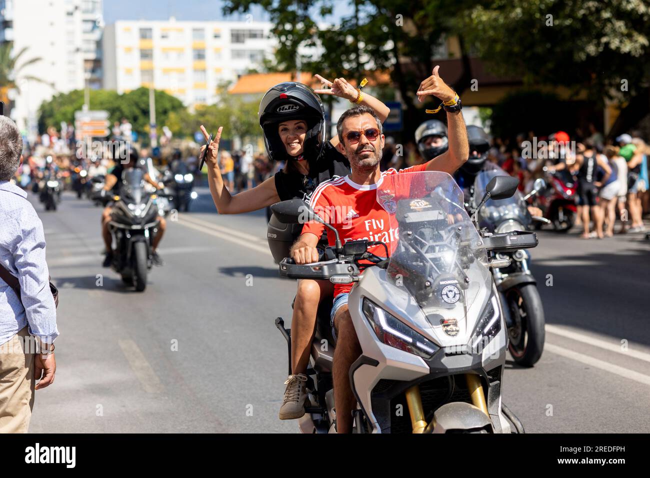 FARO, PORTUGAL - 24th JULY, 2023: Parade of several motorcyclists on ...