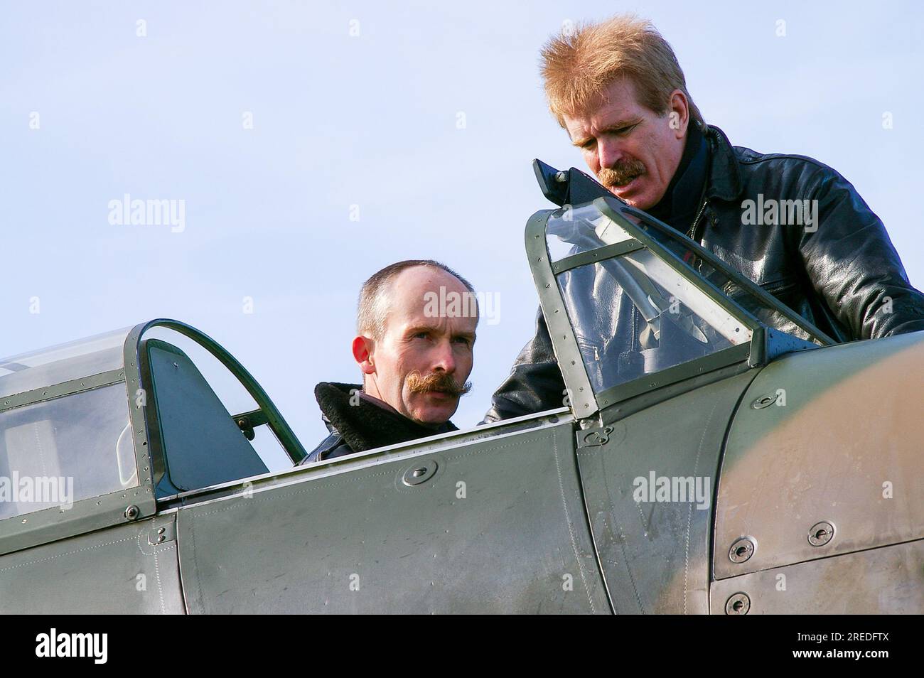 Pilot Flt Lt Charlie Brown in Hawker Hurricane Second World War fighter ...