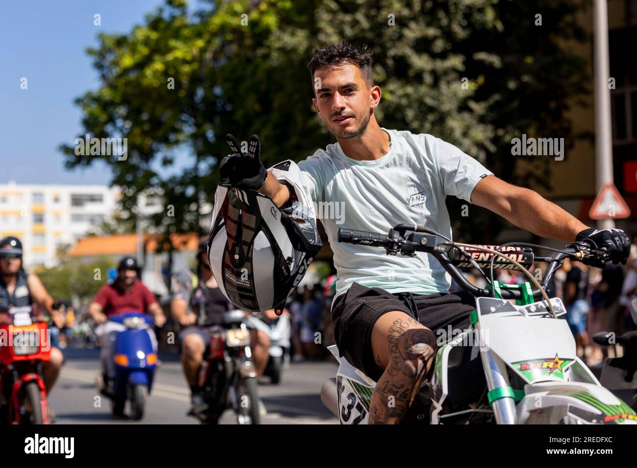 FARO, PORTUGAL - 24th JULY, 2023: Parade of several motorcyclists on ...