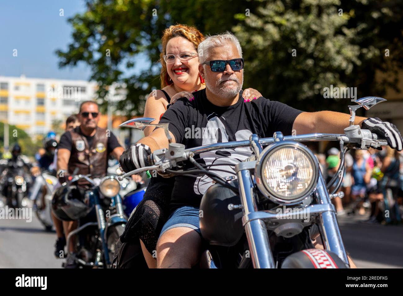 FARO, PORTUGAL - 24th JULY, 2023: Parade of several motorcyclists on ...