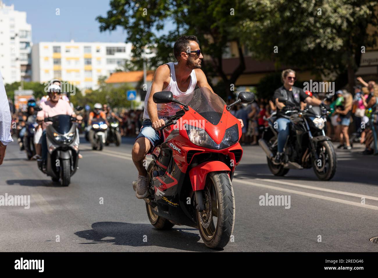 FARO, PORTUGAL - 24th JULY, 2023: Parade of several motorcyclists on ...