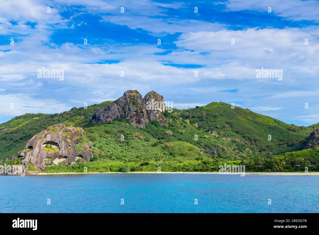 Volcanic rocks of the Yasawa islands in the Fiji archipelago Stock ...